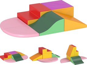 HOMCOM Sada 6 měkkých bloků pro děti - Velké konstrukční bloky, vzdělávací hračky pro lezení a plazení - Multibarevné