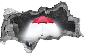 Wallmuralia Fototapeta díra na zeď Deštník nad městem 95x73 cm