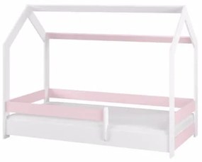Dětská postel Domeček 160x80 cm Bílá + Růžová - Bez šuplíku
