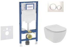 Geberit Duofix - Set předstěnové instalace, klozetu Tesi a sedátka softclose, tlačítko Sigma20, bílá/chrom SANI11CD3111