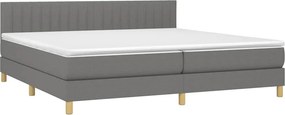 Box spring postel s matrací a LED tmavě šedá 200x200 cm textil 3133902