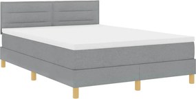 Postel s boxspringem s čelo Světle šedá 140 x 200 cm textil 3338846