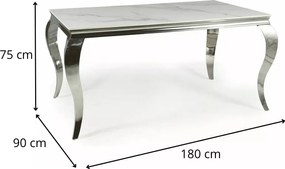 Jídelní stůl Prince 180 cm bílý mramor/chrom