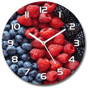 Wallmuralia Skleněné hodiny na stěnu Lesní ovoce fi 30 cm