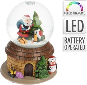 LED vánoční sněhová koule Santa a tučňák 6,5 cm