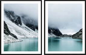 Obraz Plakáty V Rámu 53x73 cm Diptych Sada 2 obrazů Hory Jezero P2076