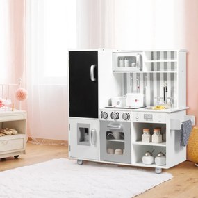 Costway Dětská kuchyňka s tabulí a simulovanými zvuky – 83 × 32 × 80 cm, bílý