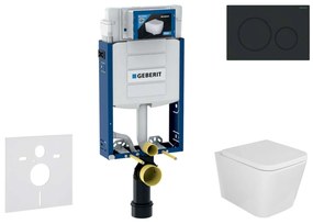 Geberit Kombifix - Set předstěnové instalace, klozetu Arkas I a sedátka softclose, tlačítko Sigma20, matná černá/černá SANI15CA5126