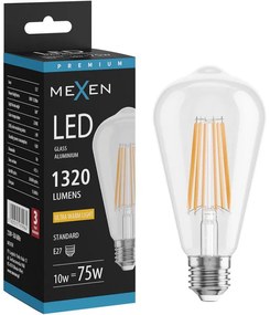 Mexen Vintis LED filamentová žárovka E27, ST64, 10W, Teplá - 2200K, 1320 lm, čirá - L152-E27-1022-00