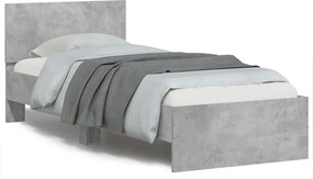vidaXL Rám postele s čelem a LED osvětlením 90 x 200 cm [838806] Barva: Betonová šedá