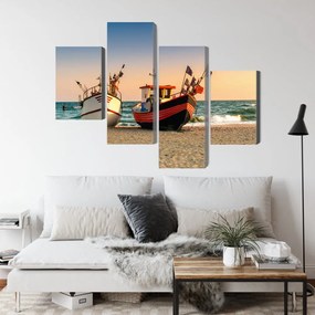 Vícedílný obraz Rybářské Lodě Na Pláži Nedostatek Nedostatek Plátno Canvas 160x100