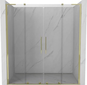 Mexen Velar L Duo, posuvné sprchové dveře do otvoru 180 cm, 8mm čiré sklo, zlatá lesklá, 871-180-003-02-50
