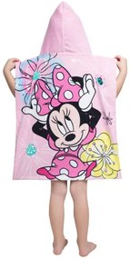 Jerry Fabrics Plážová osuška pončo Minnie Pink bow 50x115 cm