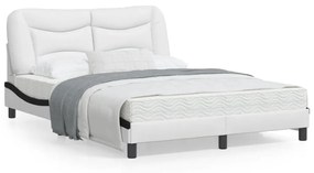 vidaXL Rám postele s LED osvětlením bílý a černý 140x200 cm umělá kůže