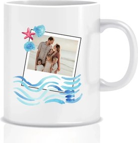 Personalizovaný klasický bílý keramický hrníček 300 ml s polaroidem z dovolené