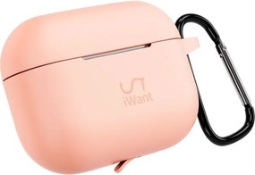 iWant Airpods Pro 3 silikonové pouzdro s karabinou růžové Růžová