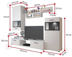 Obývací stěna BLUES, 230x200x40, bílá