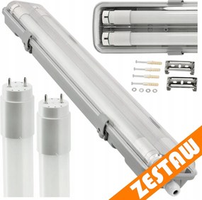 3x Hermetické svítidlo + 6x LED trubice 120cm 4000K