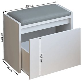 Kondela Lavice s úložným prostorem, bílá, BERGI