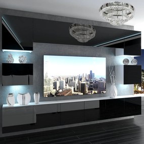 Obývací stěna Belini Premium Full Version  černý lesk + LED osvětlení Nexum 47
