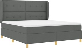Postel s boxspringem s čelo Tmavě šedá 200 x 180 cm textil 3340768