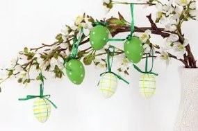 Autronic Vajíčko zelené plastové 5 cm, dekorační na zavěšení, cena za sadu 6 kusů VEL5035