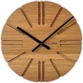VLAHA Dubové hodiny ATELIER vyrobené v Čechách s černými ručkami ⌀32,5cm