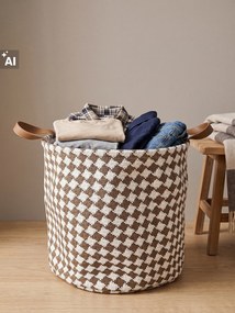 Sinsay - Úložný koš s geometrickým vzorem a úchyty - hnědá
