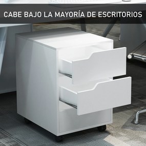 HOMCOM Kancelářská zásuvková skříň s kolečky, filing cabinet se 3 zásuvkami, 40x50x57 cm, bílá
