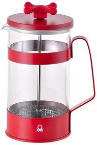 Kávovar French Press United Colors of Benetton Rainbow BE-0682-RD / 0,6 l / borosilikátové sklo / nerez / červená