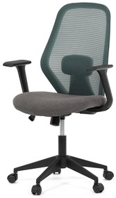 Židle kancelářská, látka zelená, houpací mechanismus, kolečka pro tvrdé povrchy