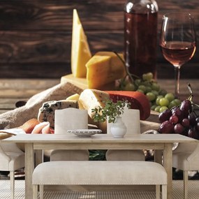 Tapeta variace sýrů a víno - 150x100 cm