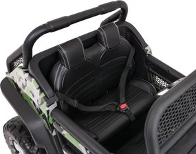 Ramiz Mercedes Benz Unimog elektrické autíčko pro děti maskáčové + pohon 4x4 + dálkové ovládání + nosič zavazadel + pomalý start + rádio MP3 + LED