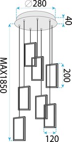 Toolight Závěsné moderní LED osvětlení Rectangle D98 LHJ090-7CP zlaté