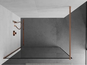 Mexen Kioto, sprchová zástěna Walk-In 100 x 200 cm, 8mm čiré sklo černý vzor, ​​měděný matný profil, 800-100-101-65-70