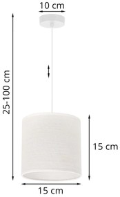 Závěsné svítidlo Juta, 1x bílé jutové stínítko, (fi 15cm), w