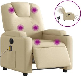 Elektrické masážní polohovací křeslo krémové textil 3204365