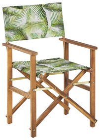 Sada 2 zahradních židlí a náhradních potahů světlé akáciové dřevo/vzor tropických listů CINE Beliani