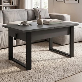 Rozkládací polohovací konferenční stolek HOGO 3v1 | 120-157x62,5-74,5x67 cm | síla horní desky 32 mm | tmavě šedá/černé nohy