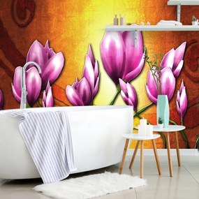 Tapeta abstrakce fialkové květiny - 450x300 cm
