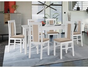 Rozkládací stůl se 6 židlemi - AL34, Barva dřeva: ořech, Potah: Soro 28
