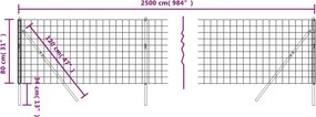 Drátěný plot antracitový 0,8 x 25 m pozinkovaná ocel 154232