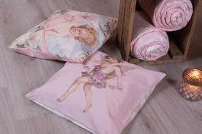 Růžový povlak na polštář s andělem Angel - 45*45 cm