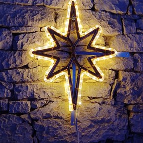 Easy Fix 2D LED světelná hvězda X., 80 × 104 cm, teple bílá, závěsná, 3D tisk, zlatá