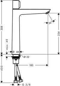 Hansgrohe Talis Select E, umyvadlová baterie 240, ovládání tlačítkem, chromová, 71753000