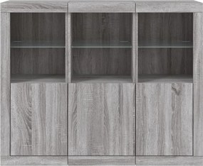 Příborníky s LED osvětlením 3 ks šedé sonoma kompozitní dřevo 3209105