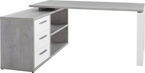 XXXLutz ROHOVÝ PSACÍ STŮL, šedá, vysoce lesklá bílá, 140/170/75 cm Carryhome - Rohové psací stoly - 002593006319