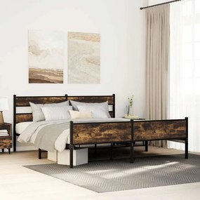Kovový rám postele bez matrace kouřový dub 183 x 213 cm 3308492