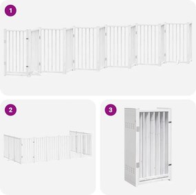 Zábrana pro psy s dvířky skládací 12 panelů bílá 600 cm topol 3155707