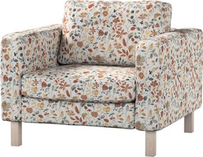 Potah na křeslo IKEA Karlstad, krátký barva oranžová látka pletený vzor, vzorované